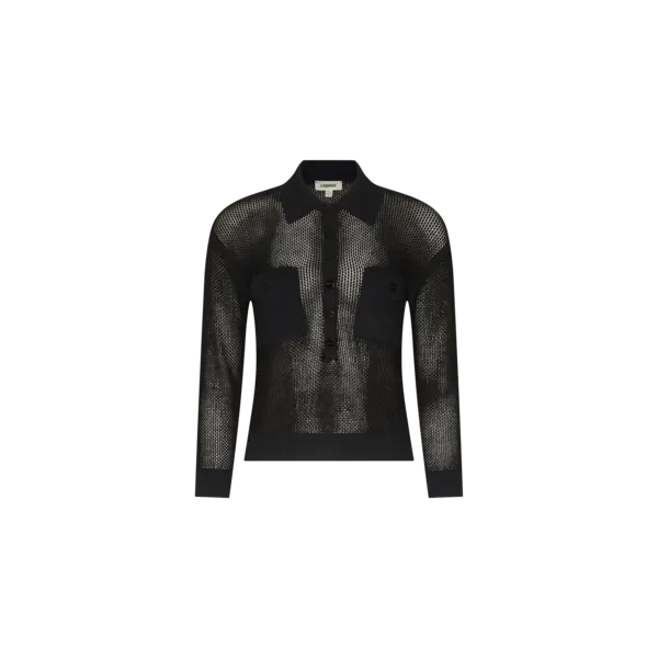 L'Agence Carine Pointelle Knit Top - Black