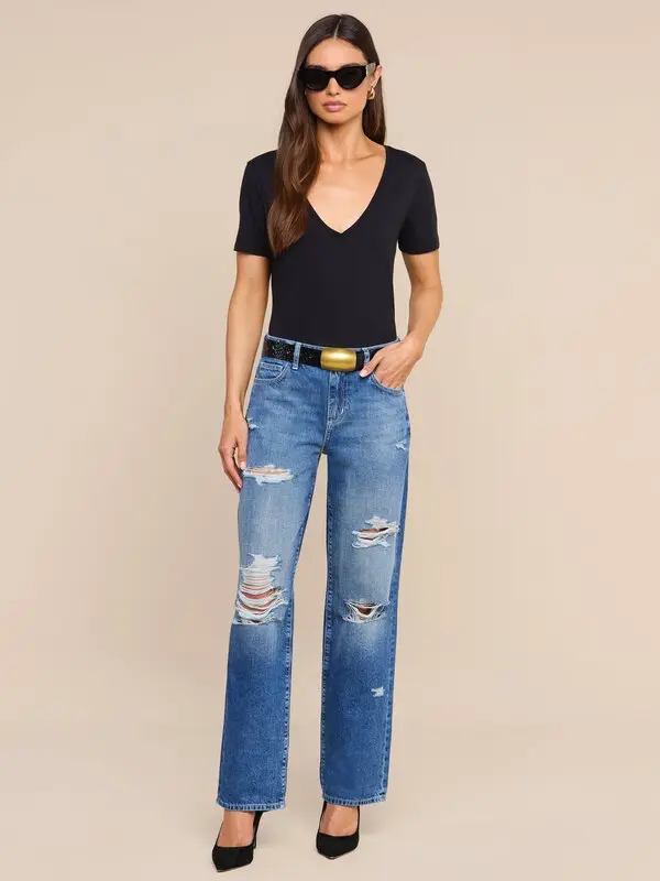 L'Agence Brianna Cotton V-neck T-shirt
