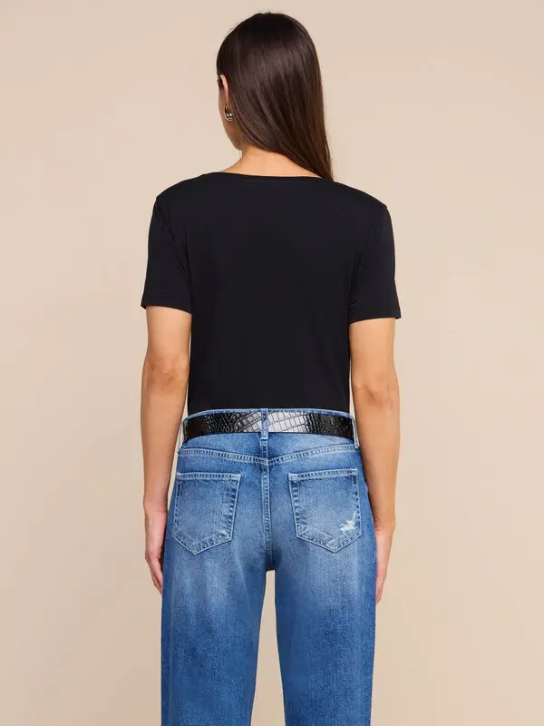 L'Agence Brianna Cotton V-neck T-shirt