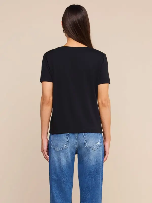 L'Agence Brianna Cotton V-neck T-shirt