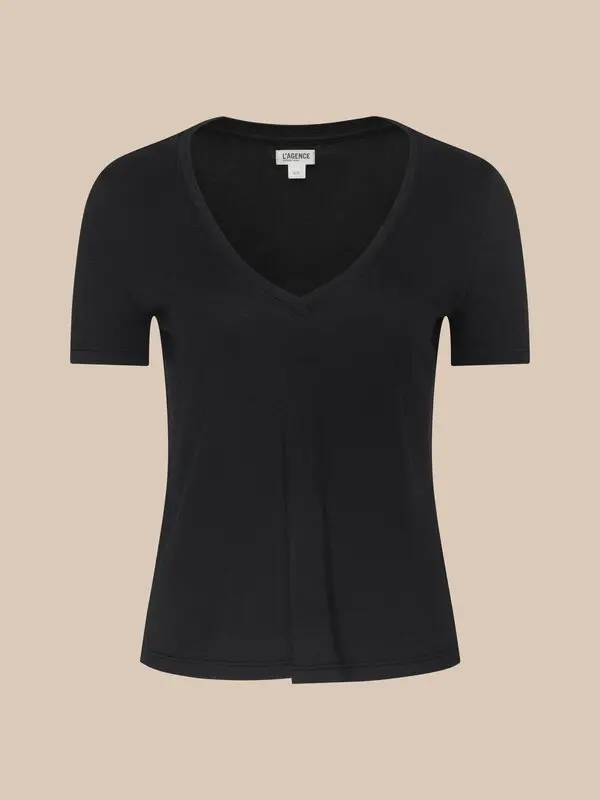 L'Agence Brianna Cotton V-neck T-shirt