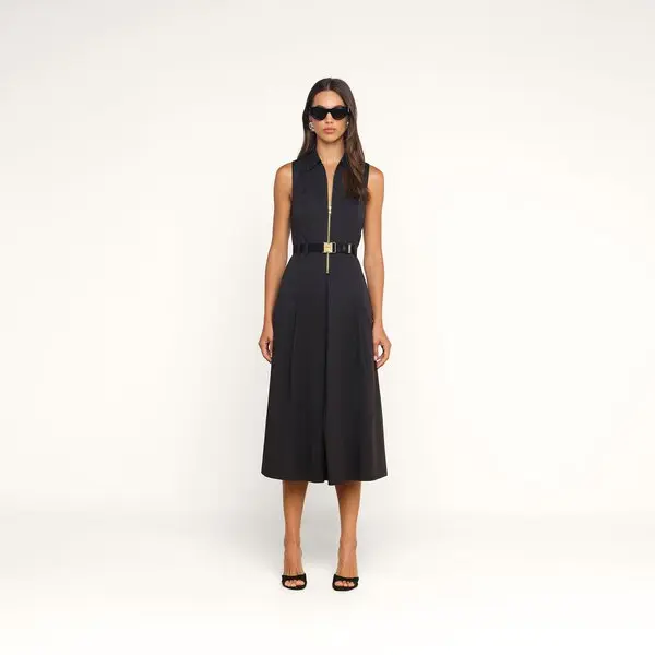 L'Agence Kolton Zip-up Belted Dress - Black