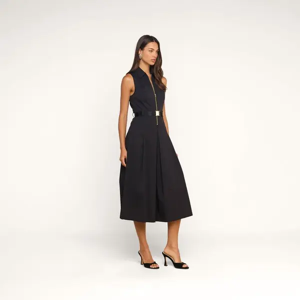 L'Agence Kolton Zip-up Belted Dress - Black