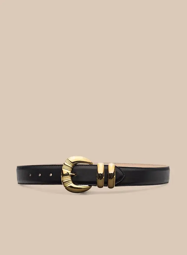 L'Agence Yarros Leather Belt - Black