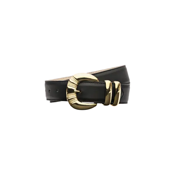 L'Agence Yarros Leather Belt - Black