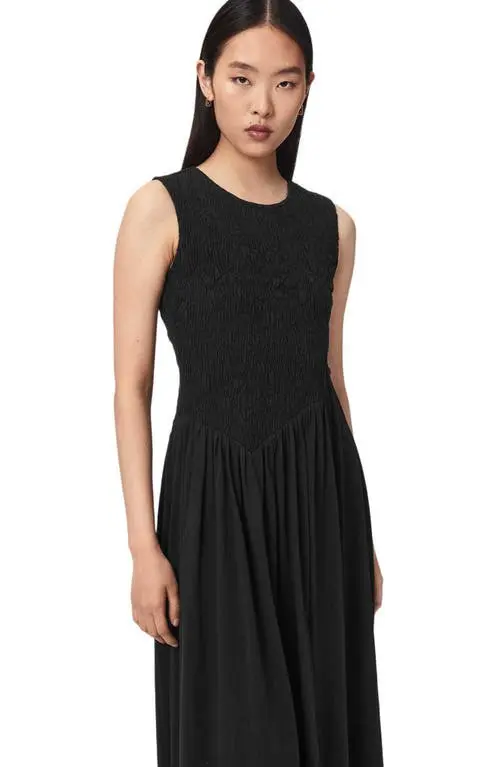 ALLSAINTS Luna Crinkle Maxi Dress - Black