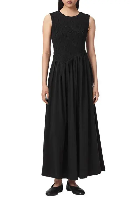 ALLSAINTS Luna Crinkle Maxi Dress - Black