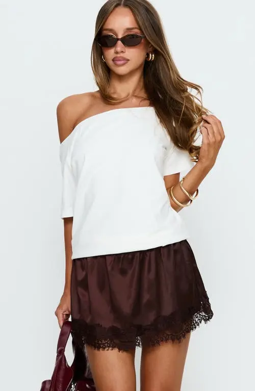 Princess Polly Orlynn Satin Lace Trimmed Shorts