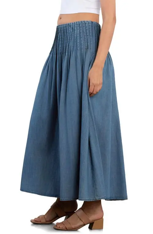 WASH LAB DENIM Pintuck Denim Maxi Skirt