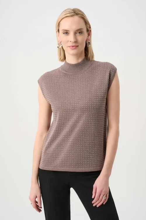 Joseph Ribkoff Sweater Knit Sleeveless Pullover With Iron-on Detail