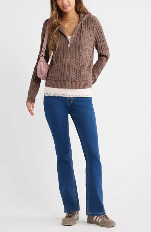 Bp. Cable Stitch Hooded Cardigan - Brown Quartz