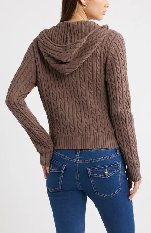 Bp. Cable Stitch Hooded Cardigan - Brown Quartz