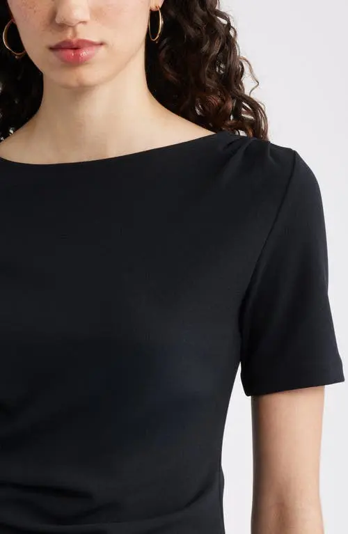 Nordstrom Asymmetric Gathered Tee - Black