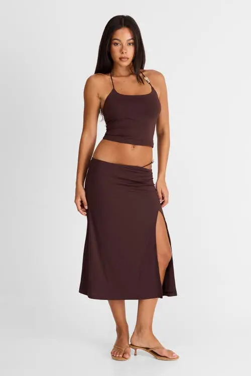 SASHA THERESE Hazel Midi Skirt - Chocolate