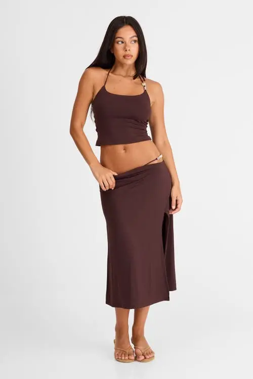 SASHA THERESE Hazel Midi Skirt - Chocolate