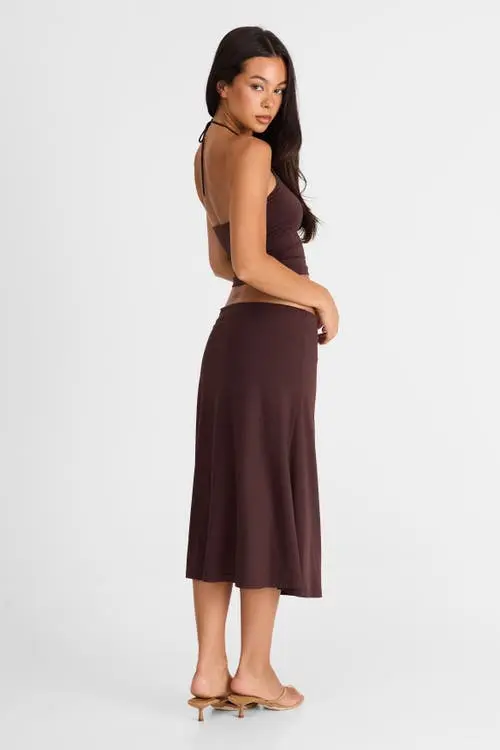 SASHA THERESE Hazel Midi Skirt - Chocolate