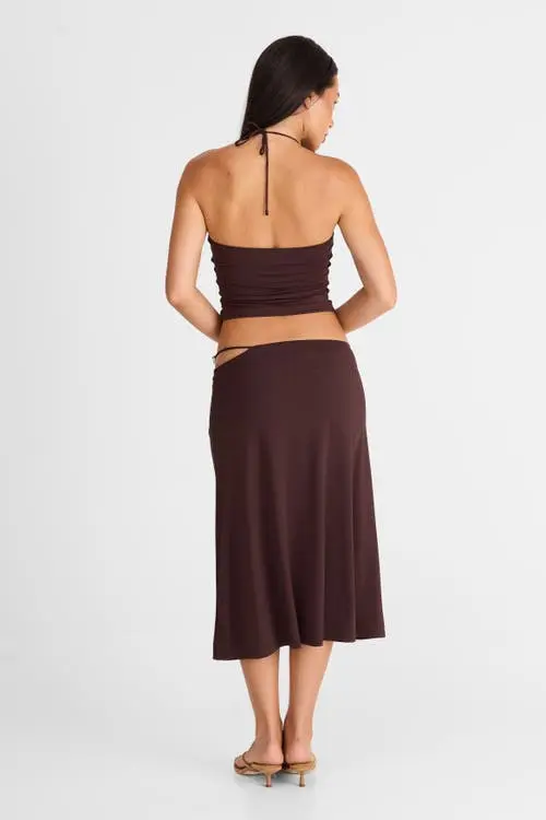 SASHA THERESE Hazel Midi Skirt - Chocolate