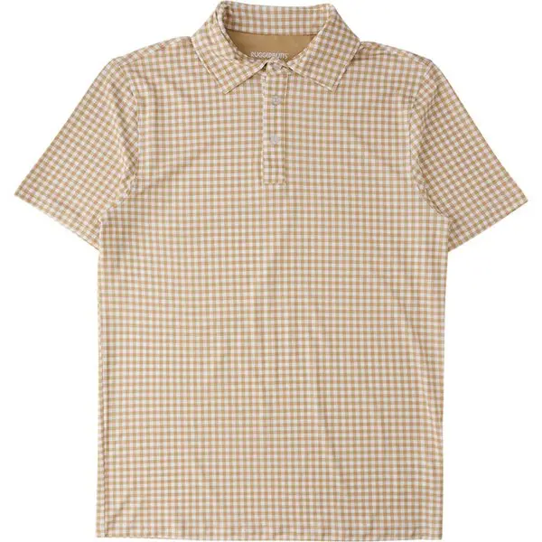 RUGGEDBUTTS Knit Short Sleeve Performance Polo - Khaki Micro Gingham