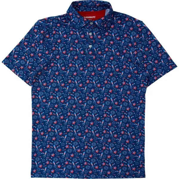 RUGGEDBUTTS Knit Short Sleeve Performance Polo - Red White Boom