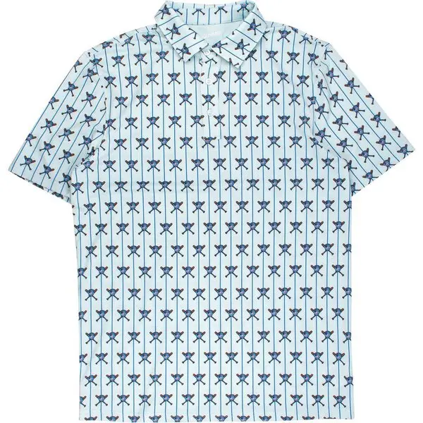 RUGGEDBUTTS Knit Short Sleeve Performance Polo - Tiny Blue Batter Up