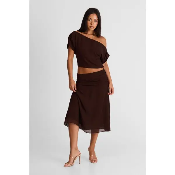 SASHA THERESE Margot Midi Skirt - Chocolate