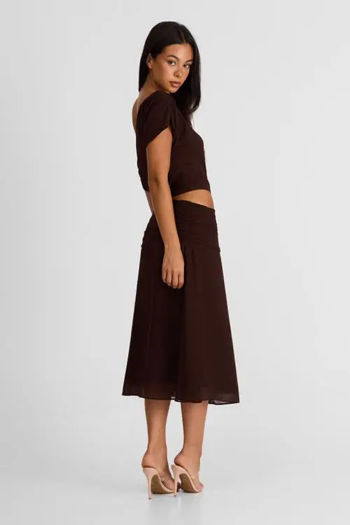 SASHA THERESE Margot Midi Skirt - Chocolate