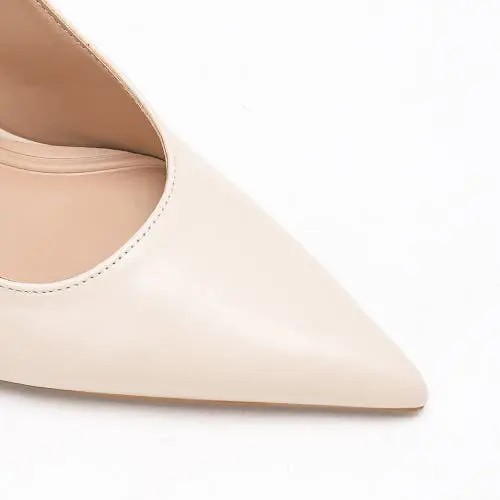 KNEETOES Quinn Heels Pointed Toe Slingback Stiletto - Beige