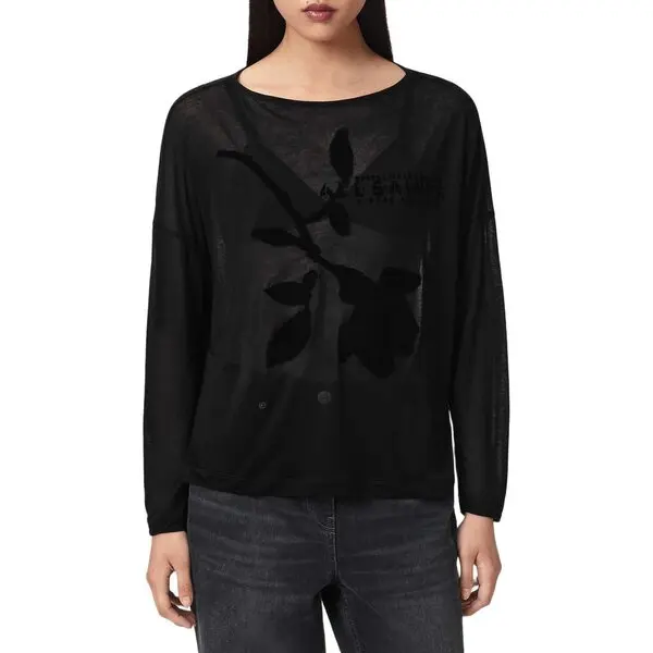 ALLSAINTS Athea Rita Tencel™ Modal Graphic Tee - Black