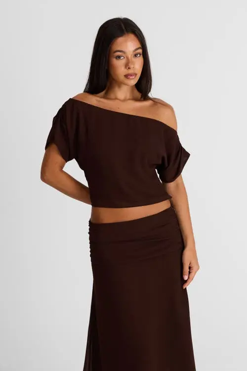 SASHA THERESE Margot Off-shoulder Chiffon Top