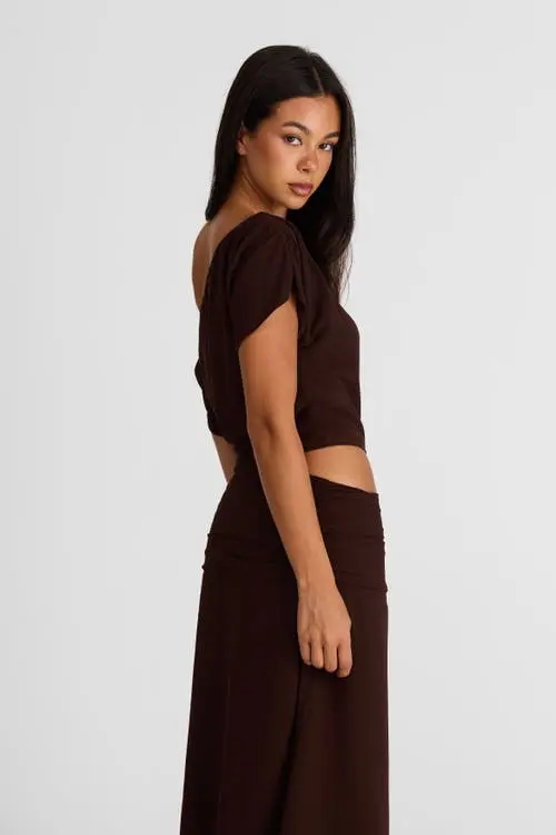 SASHA THERESE Margot Off-shoulder Chiffon Top