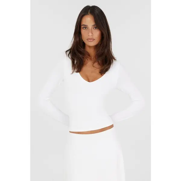 SASHA THERESE Eveline Long Sleeve Top - White