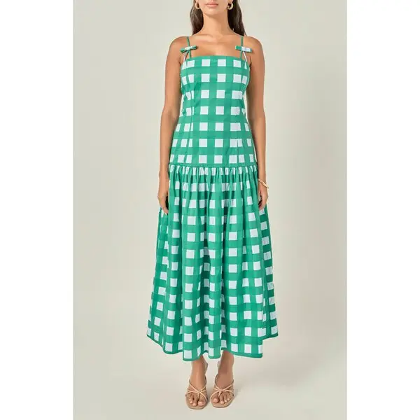 English Factory Gingham Midi Dress