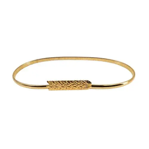 MADISON BEVERLY HILLS Vintage 1970s Tone Wheat Pattern Stretch Snake Belt - Gold