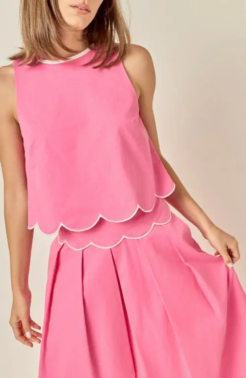 English Factory Scalloped Hem Cotton Tank
