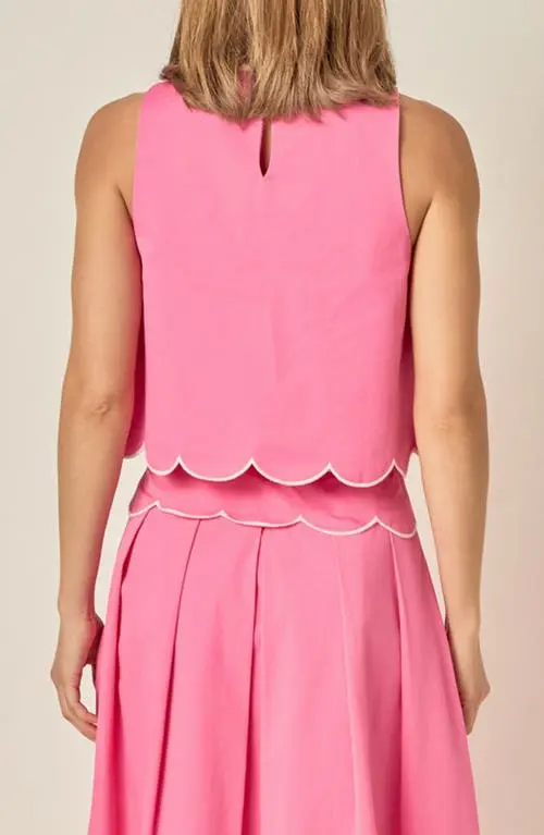 English Factory Scalloped Hem Cotton Tank
