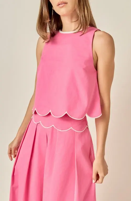 English Factory Scalloped Hem Cotton Tank
