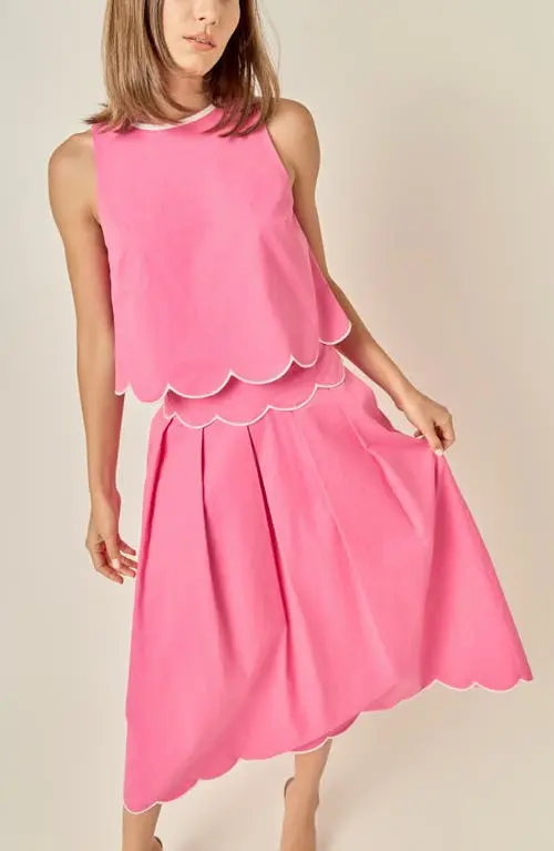 English Factory Scalloped Hem Cotton Tank