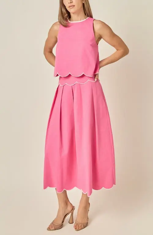 English Factory Scalloped Hem Cotton Tank