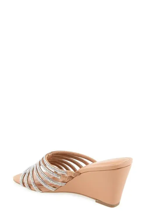 Christian Siriano Lenix Rhinestone Wedge Slide Sandal - Tan