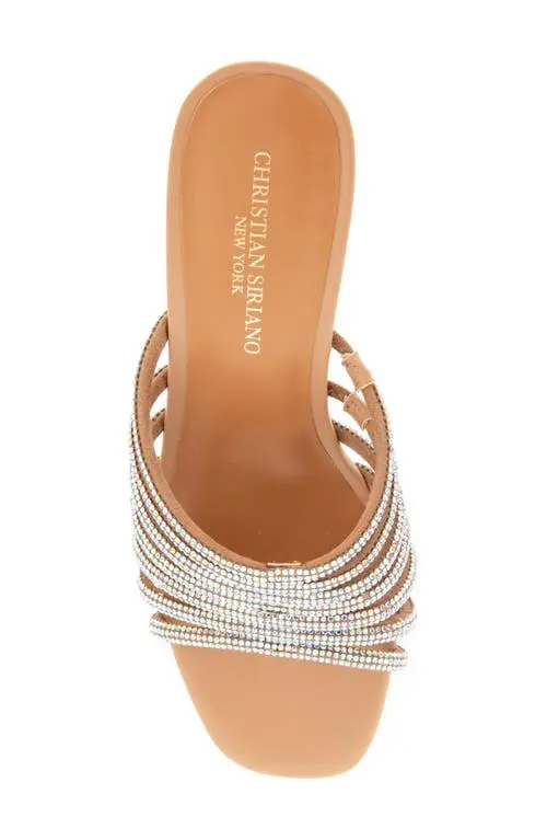Christian Siriano Lenix Rhinestone Wedge Slide Sandal - Tan