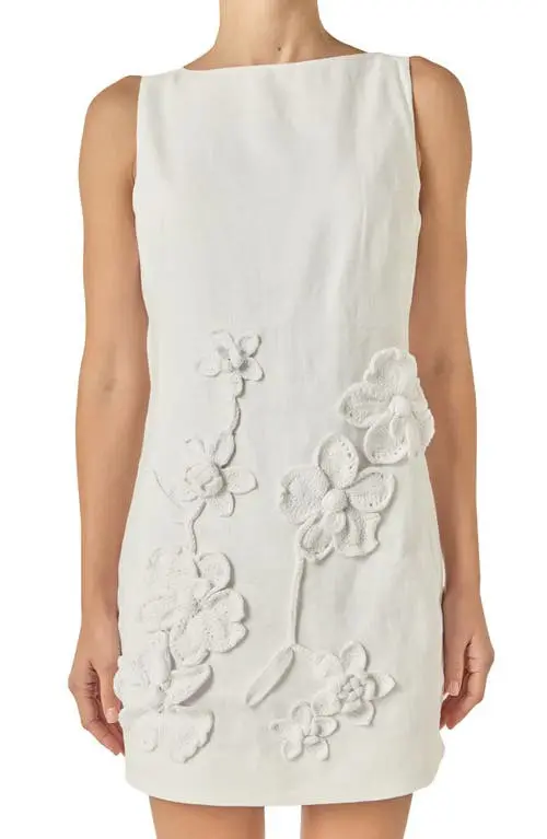 Endless Rose Crochet Flower Linen Minidress