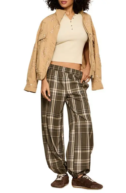 Sanctuary Plaid Micro Balloon Pants - Linden Pla