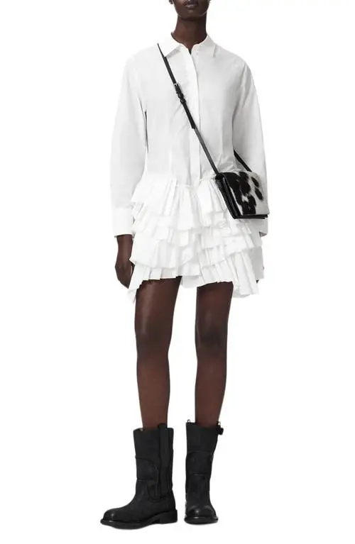 ALLSAINTS Kristi Cotton Ruffle Shirtdress