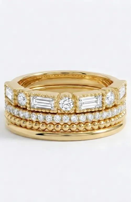 MINT & LILY Vintage Maximalist Ring Stack - Gold