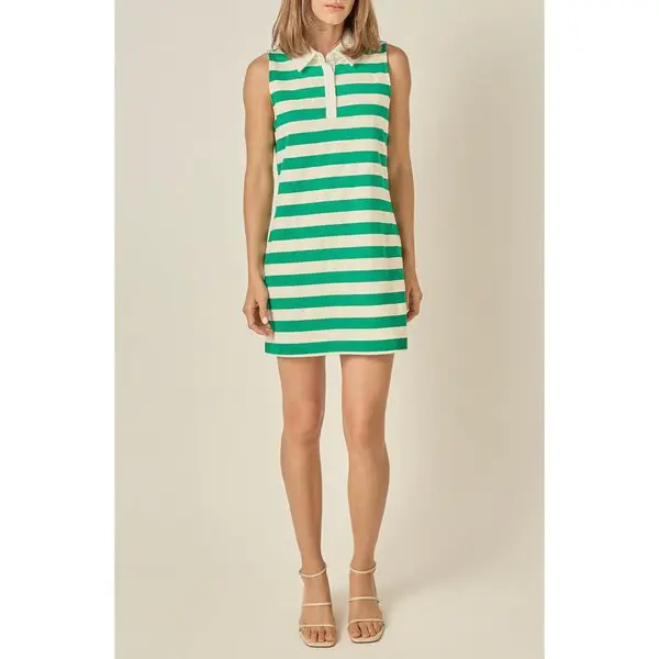 English Factory Striped Sleeveless Knit Minidress
