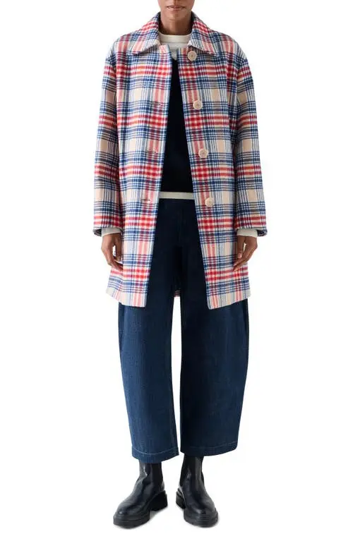 Akris Lumberjack Plaid Wool Blend Coat