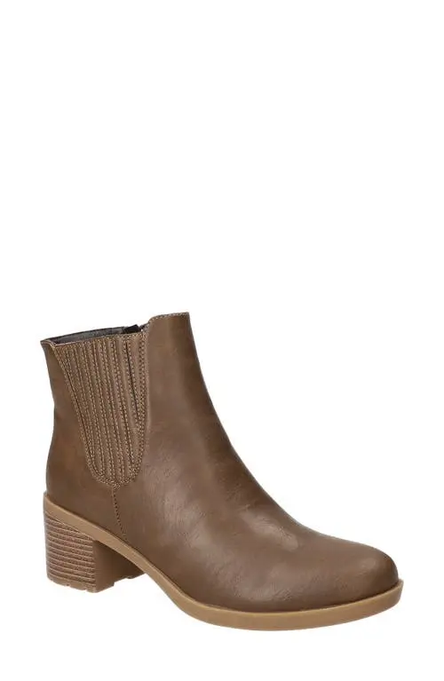 EASY WORKS BY EASY STREET Tulsa Faux Leather Block Heel Ankle Bootie - Taupe