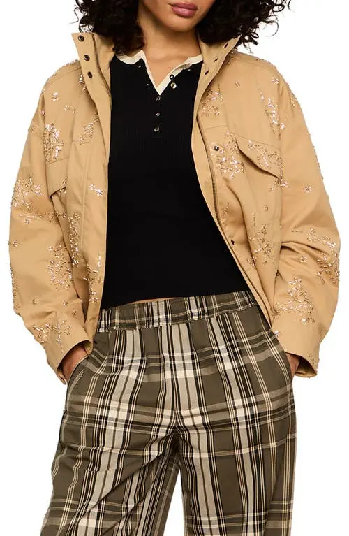 Sanctuary Limelight Bead Detail Cotton Surplus Jacket