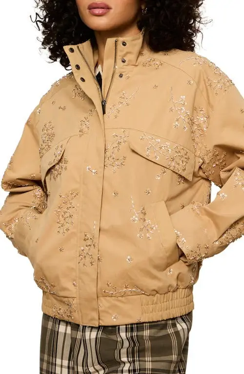 Sanctuary Limelight Bead Detail Cotton Surplus Jacket
