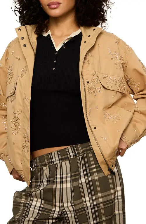 Sanctuary Limelight Bead Detail Cotton Surplus Jacket